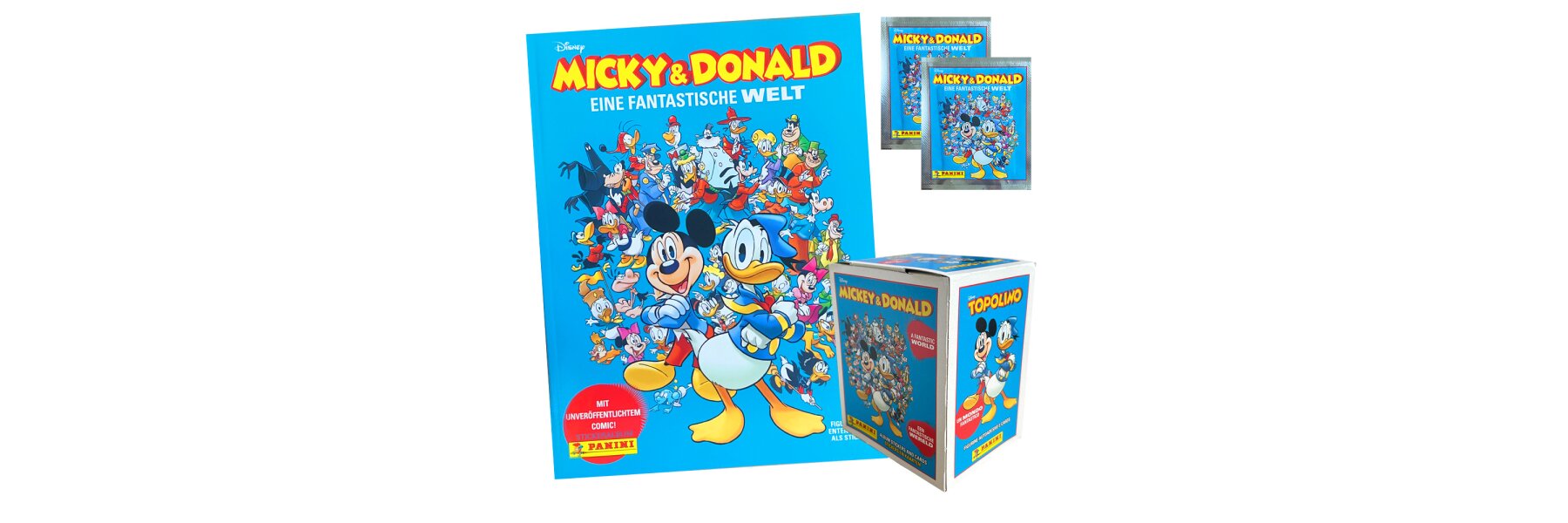 Micky & Donald Eine Fantastische Welt Sticker Kollektion Tüten, Displ