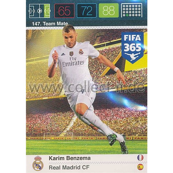 Fifa 365 Cards 2016 147 Karim Benzema - Base Karte, 0,49
