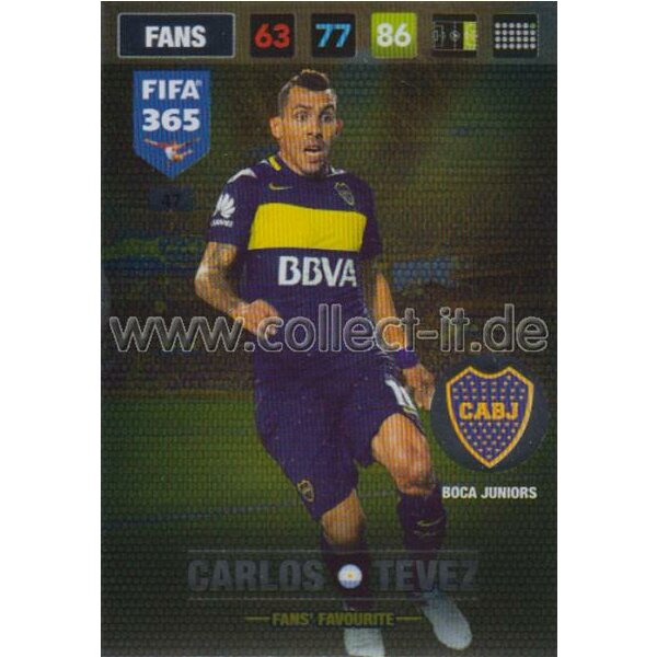 Fifa 365 Cards 2017 - 047 - Carlos Tevez - Fans Favourites - Boca Jun