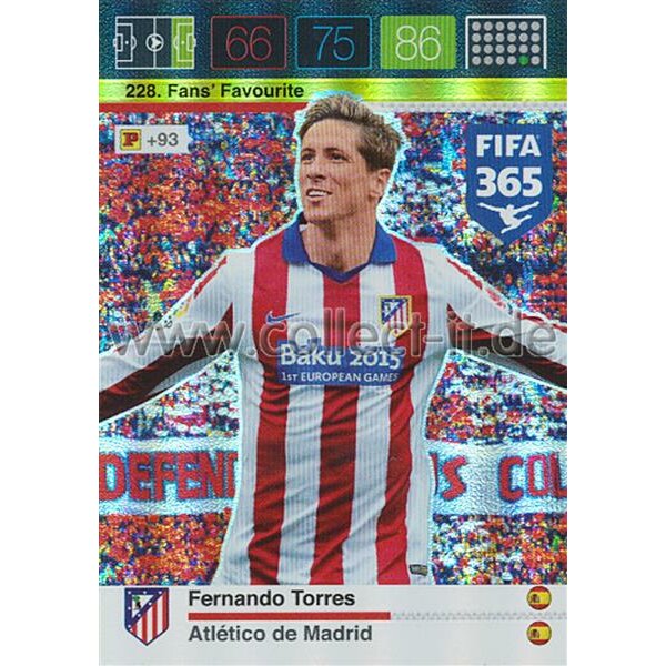 Fifa 365 Cards 2016 228 Fernando Torres - Fans Favourites, 3,49